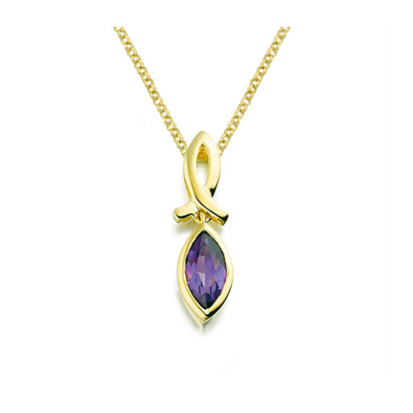 Amore 9ct yellow gold amethyst pendant - Janet Isherwood Jewellery